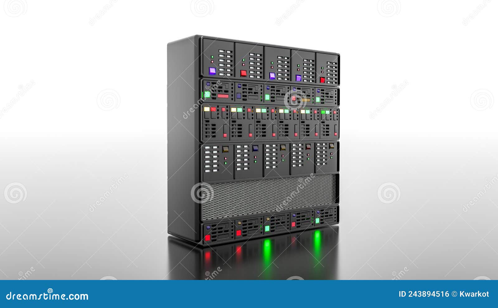 Modern Server Rack. Server Rack Image. White Background. 3d Render ...