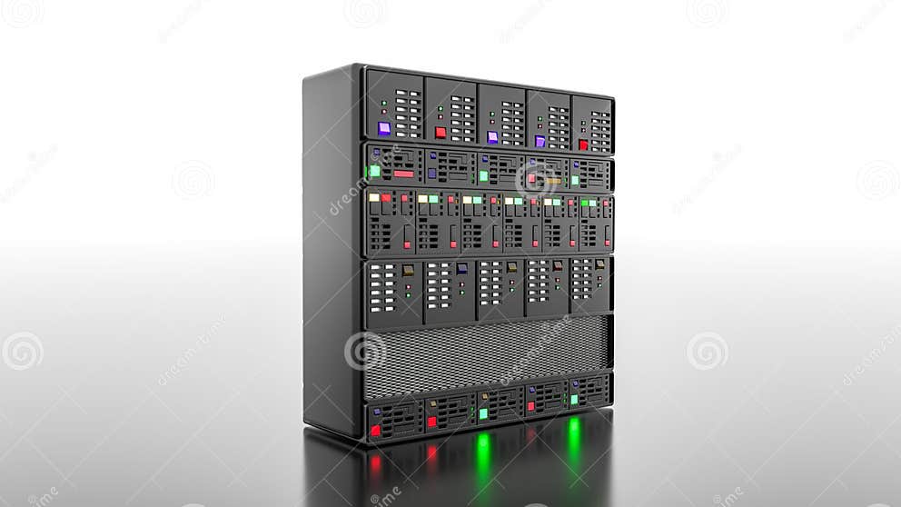 Modern Server Rack. Server Rack Image. White Background. 3d Render ...