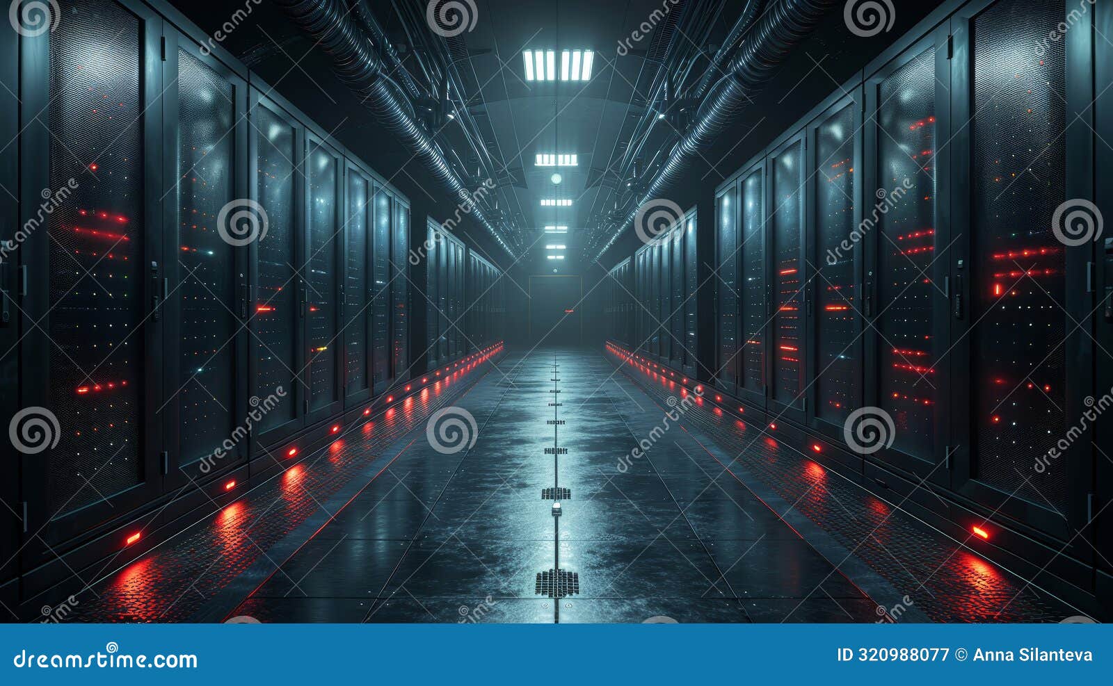 Modern Server Room for Computing Work in a Huge Basement Stock Image ...