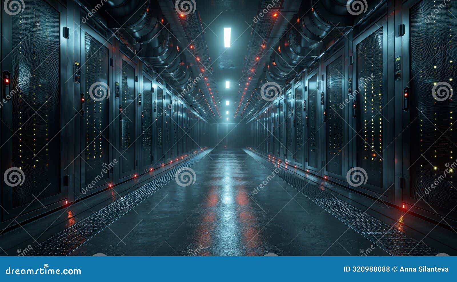 Modern Server Room for Computing Work in a Huge Basement Stock Photo ...