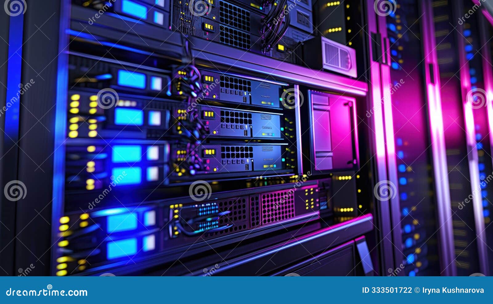 Modern Server Room Data Center Featuring a Rackmount LED Console in a ...