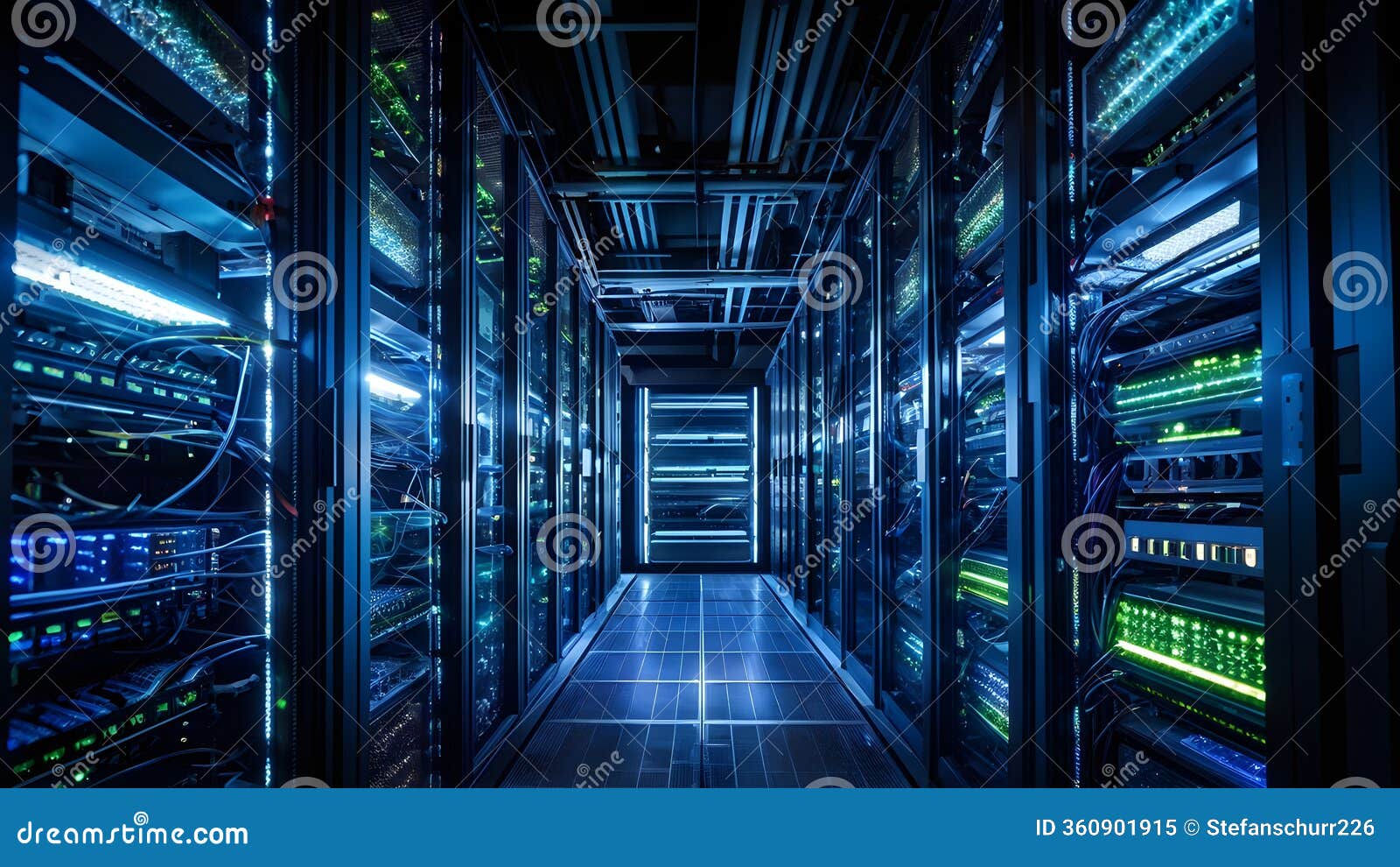Modern Server Room Filled with Racks of Computers and Intricate ...