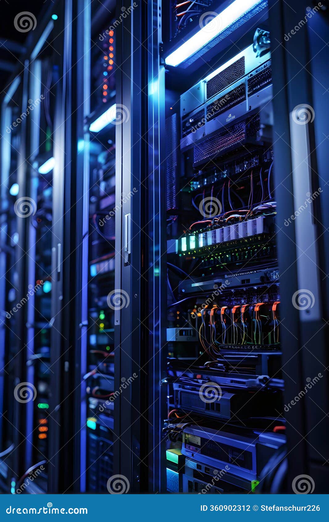 Modern Server Room Filled with Racks of Computers and Intricate ...