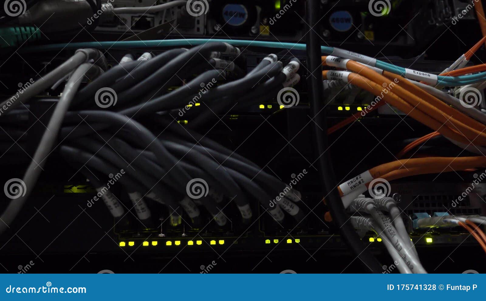 Modern Server Room. Glowing Lights on Network Server Rack. Stock ...