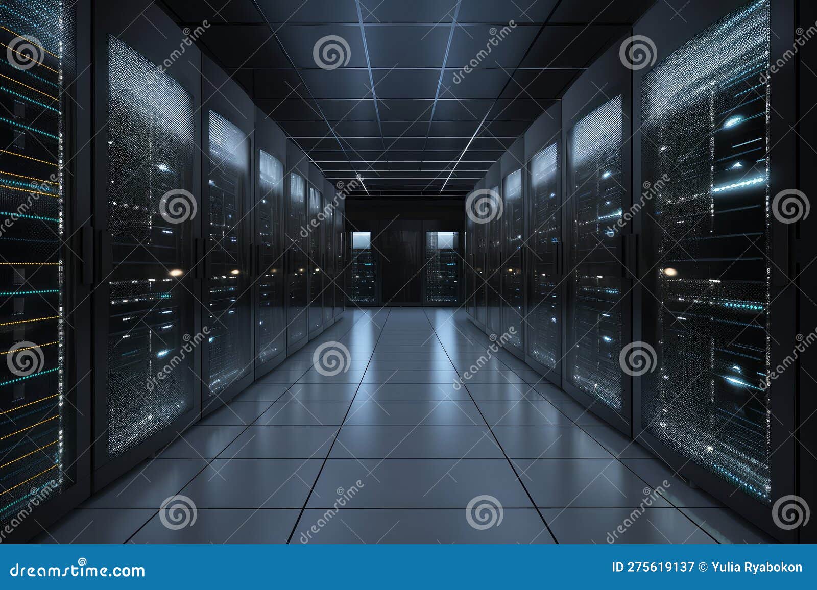 Modern Server Room Gray. Generate Ai Stock Illustration - Illustration ...