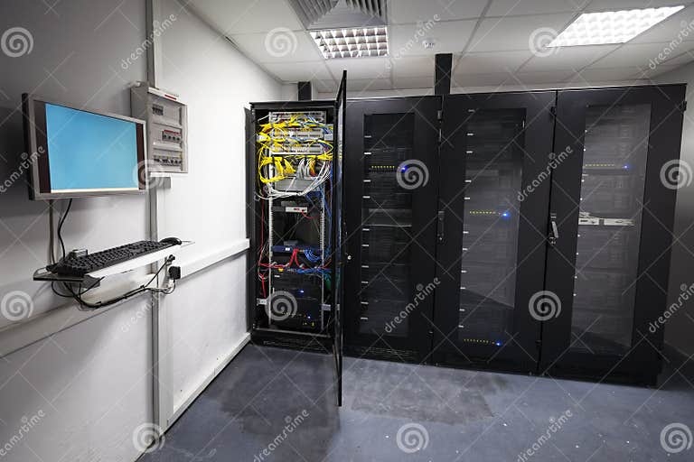 Modern Server Room Interior Stock Photo - Image of business, hosting ...