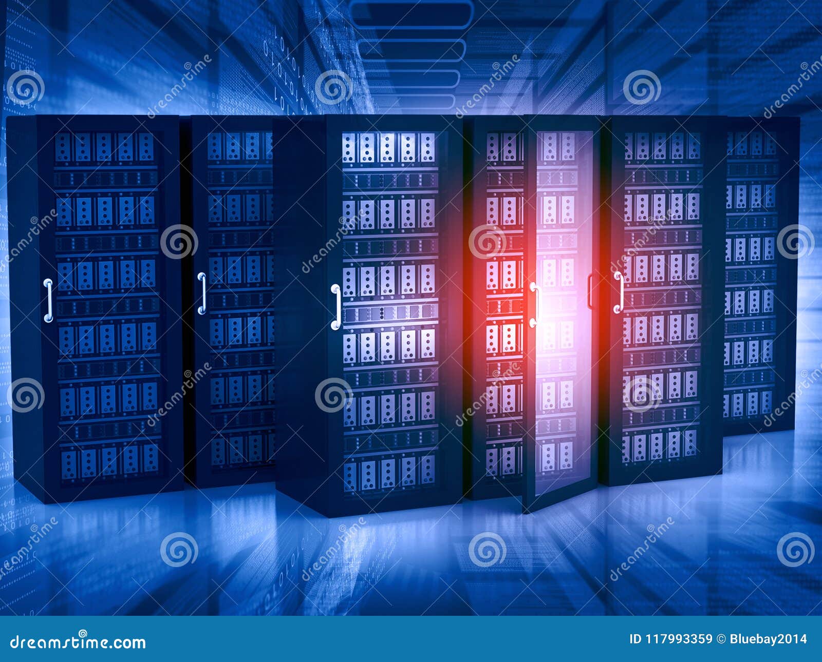 Modern Server Room with Laptop Stock Illustration - Illustration of ...
