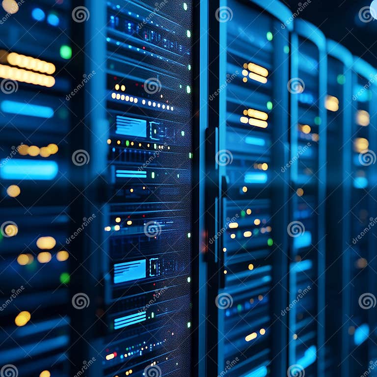 Modern Server Room with Racks Equipment, Big Data, Cloud Computing and ...