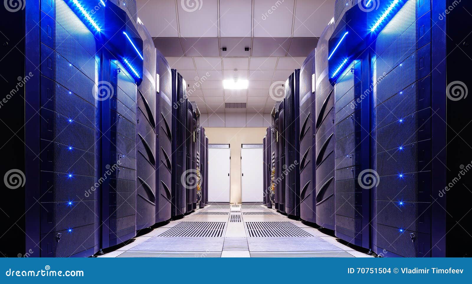 Modern Server Room Symmetry Ranks Supercomputers Light Stock Photo ...