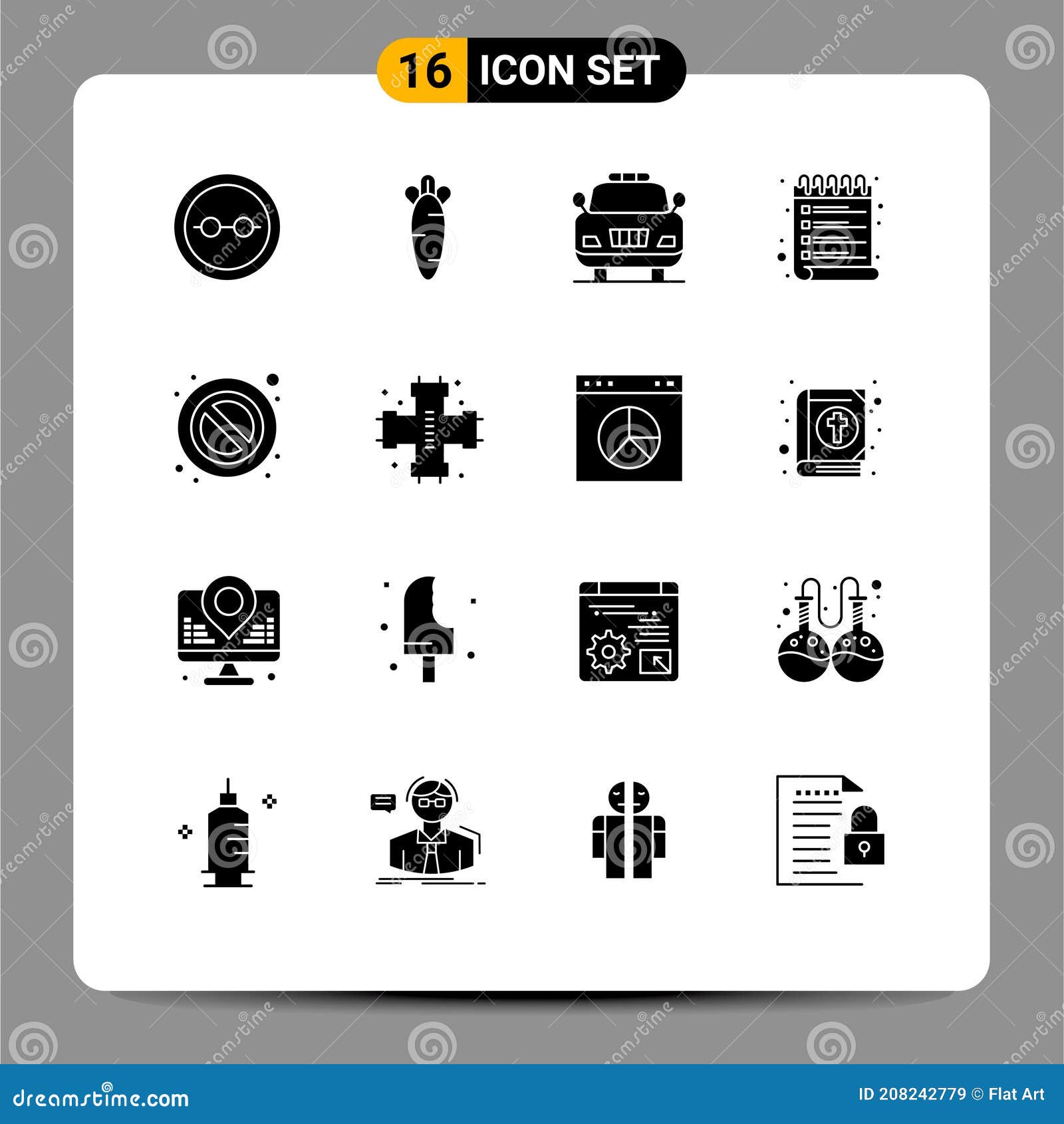 Modern Set of 16 Solid Glyphs Pictograph of Stop, Check List, Nature ...