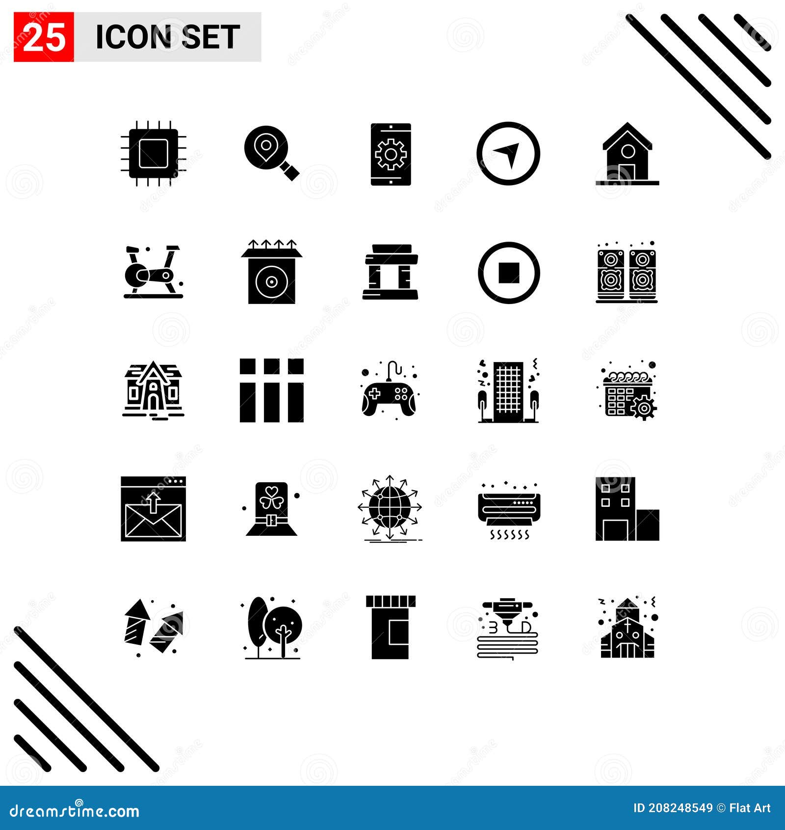 Modern Set of 25 Solid Glyphs and Symbols Such As Education, Maps ...