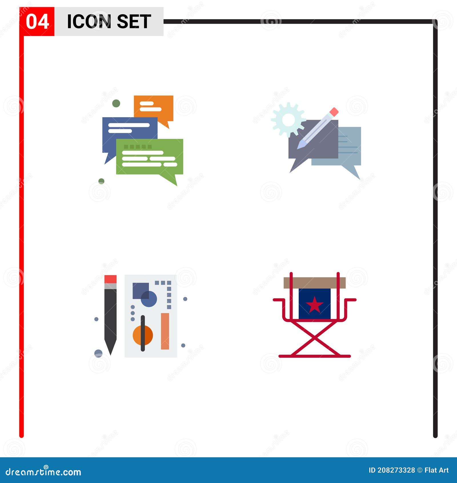 Modern Set of 4 Flat Icons Pictograph of Group, Message, Support ... Modern Set of 4 Flat Icons Pictograph of Group, Message, Support ...