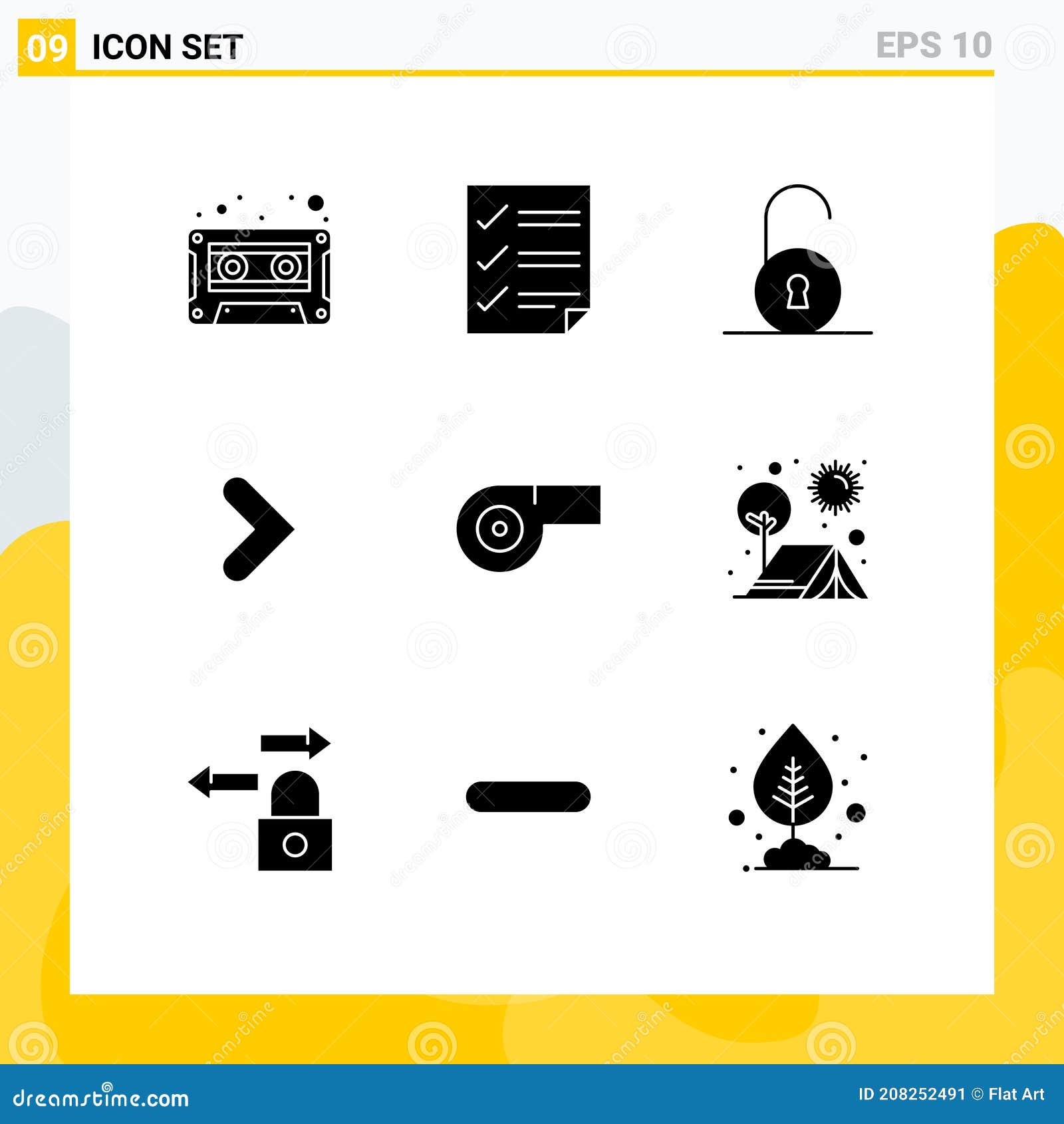 Modern Set of 9 Solid Glyphs Pictograph of Whistle, Direction, Report ...