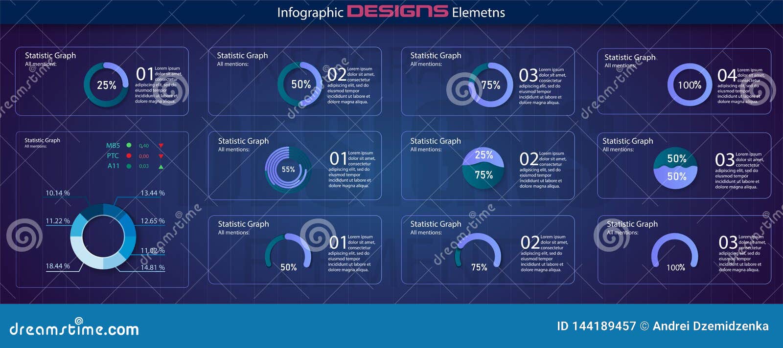Modern Set of Circle Percentage Diagrams. Infographic Diagram Vector ...