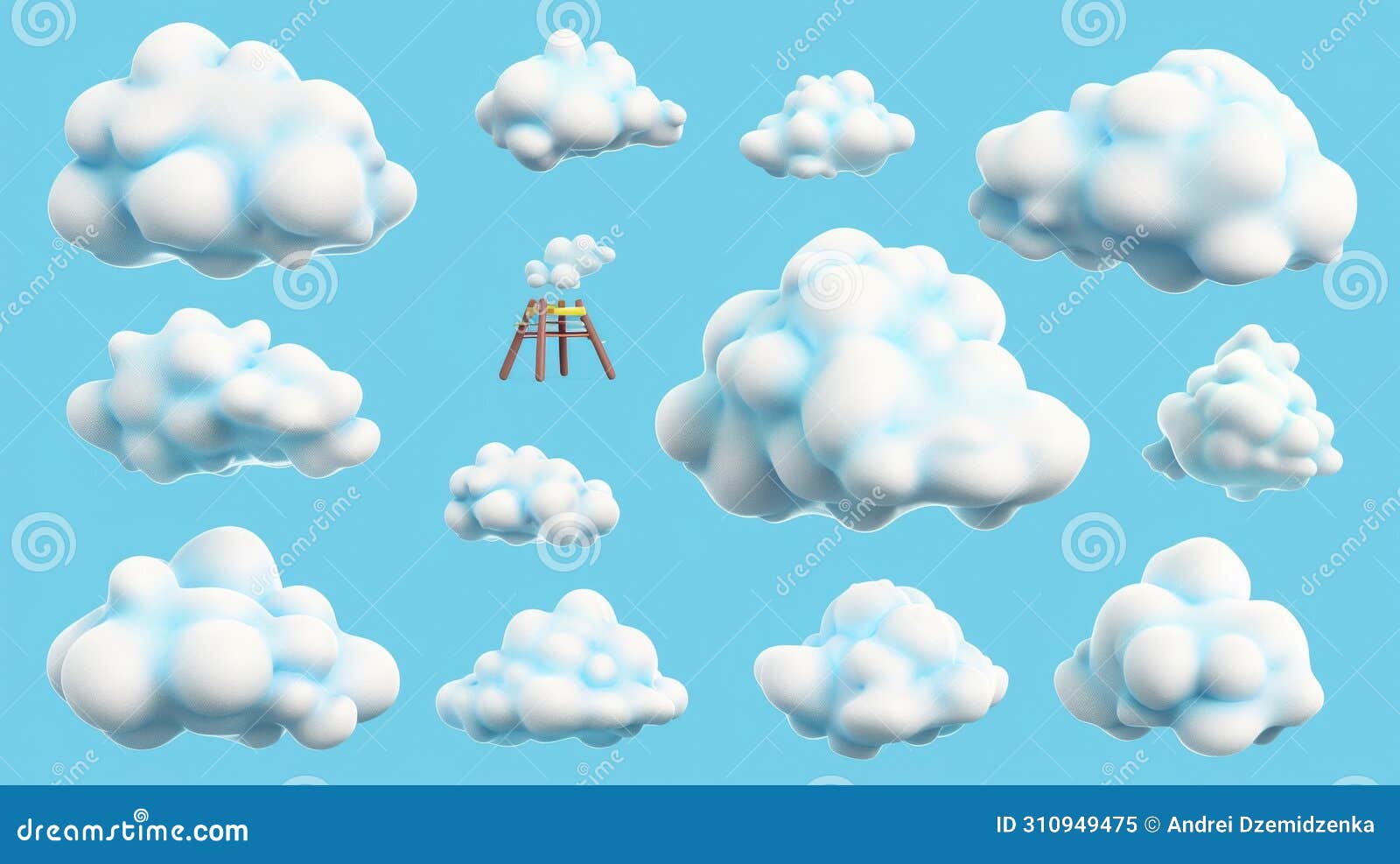 Modern Set of Clouds. Realistic 3D Renders Stock Illustration ...