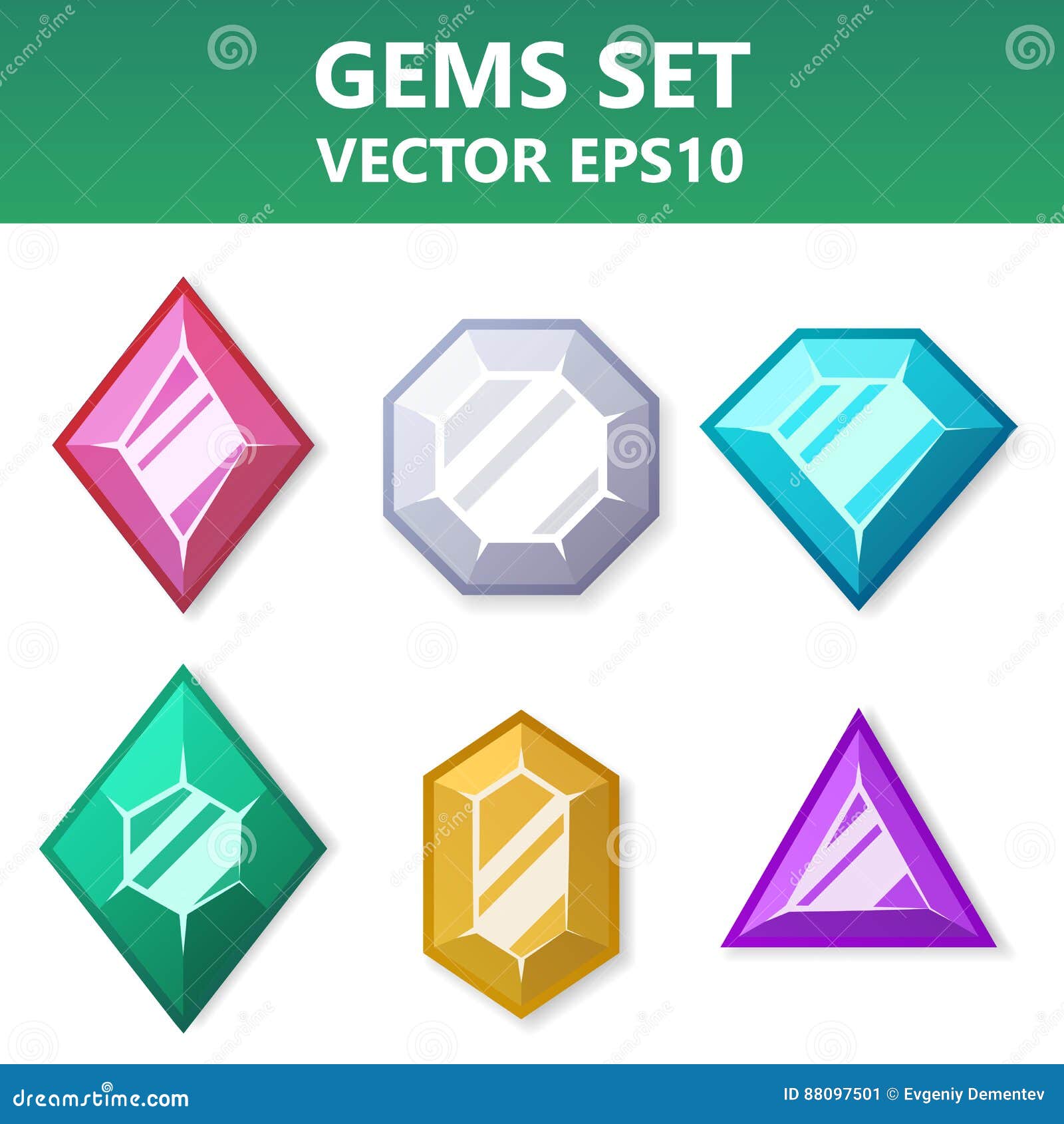 Modern Set of Colorful Gems for Website or Mobile Application. Bright ...