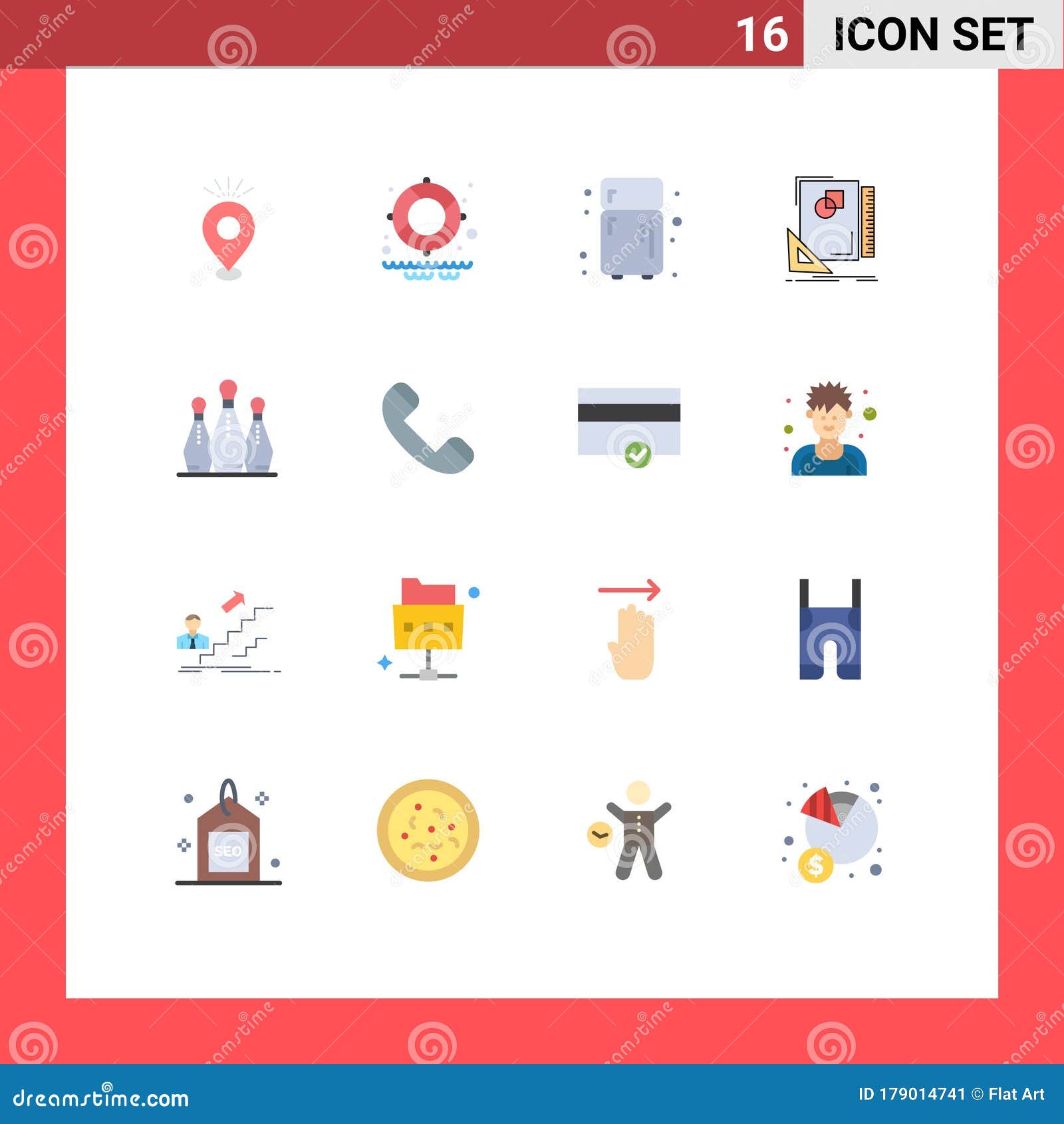 Modern Set of 16 Flat Colors Pictograph of Game, Sketching, Electronic ...