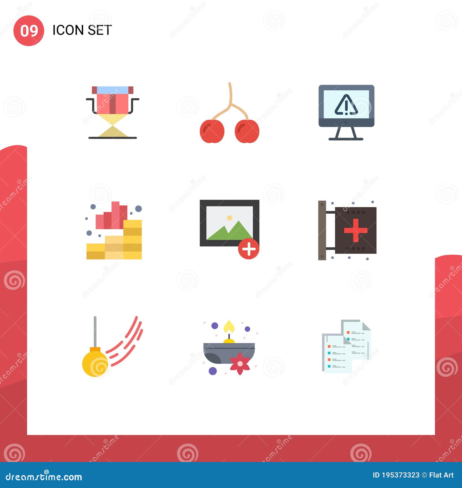 Modern Set of 9 Flat Colors Pictograph of New, Graph, Data, Chart ...