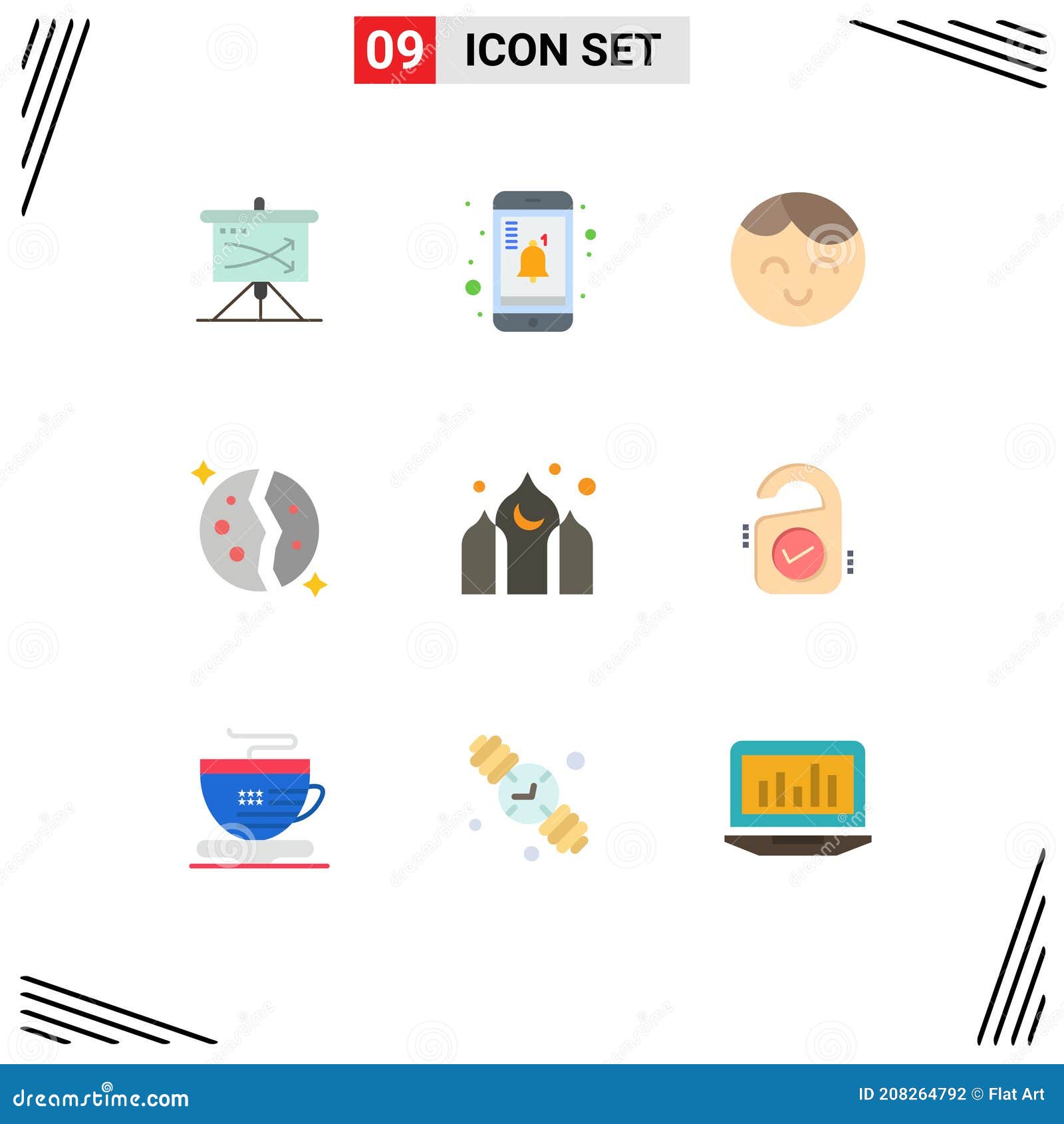 Flat Color Pack of 9 Universal Symbols of Asia, Space, Baby, Planet ...