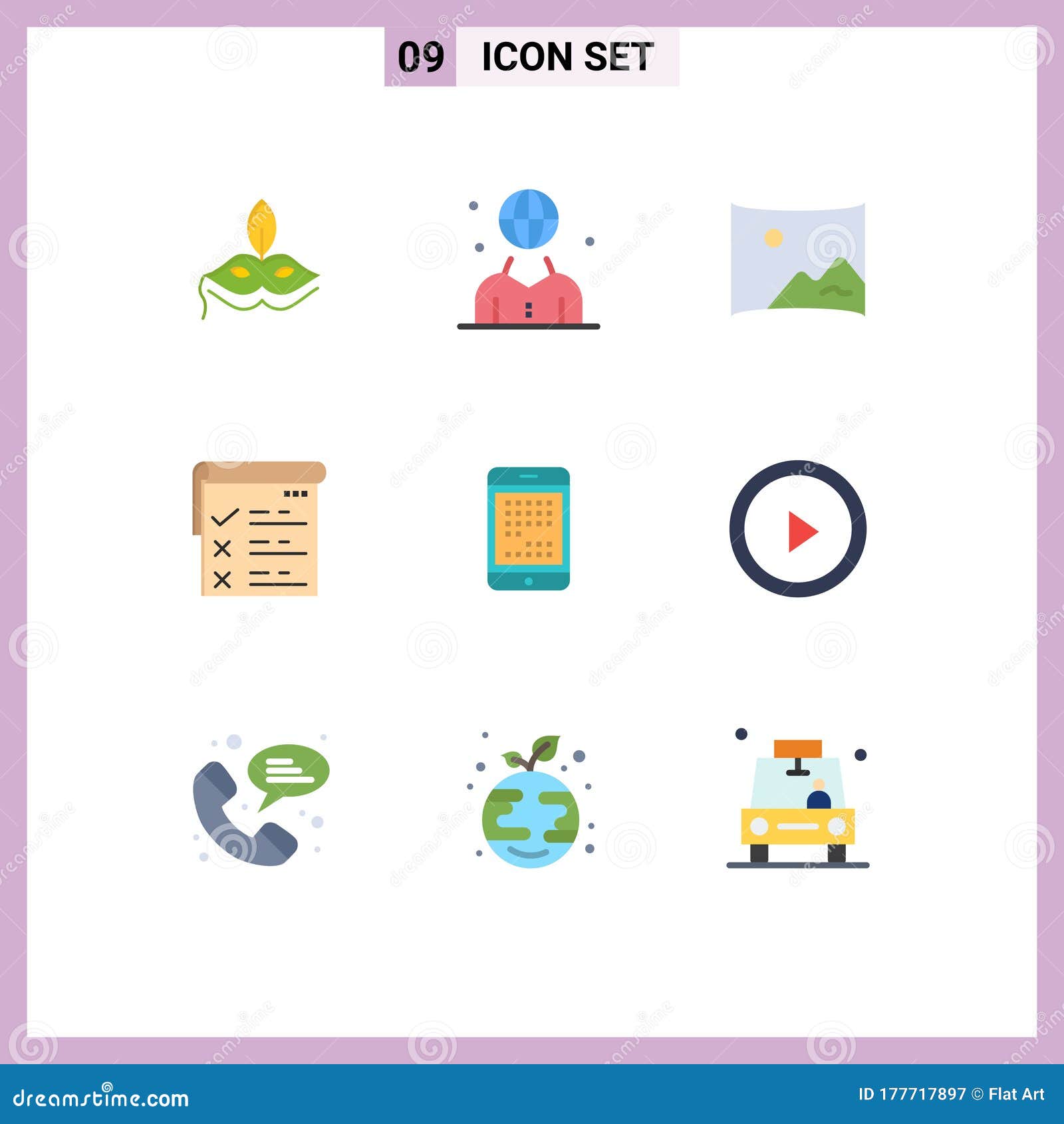 Modern Set of 9 Flat Colors and Symbols Such As Phone, Report, Person ...