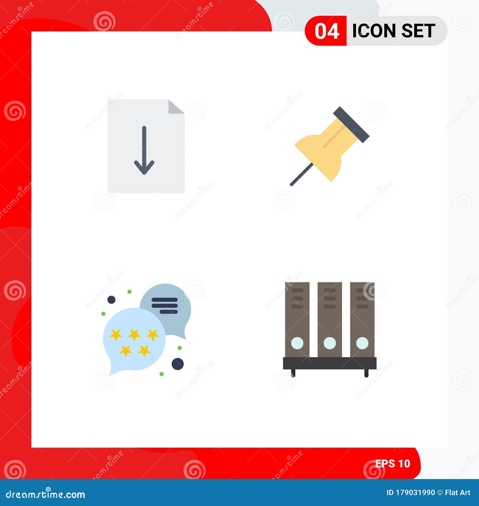 Modern Set of 4 Flat Icons and Symbols Such As Document, Archive, Paper ...