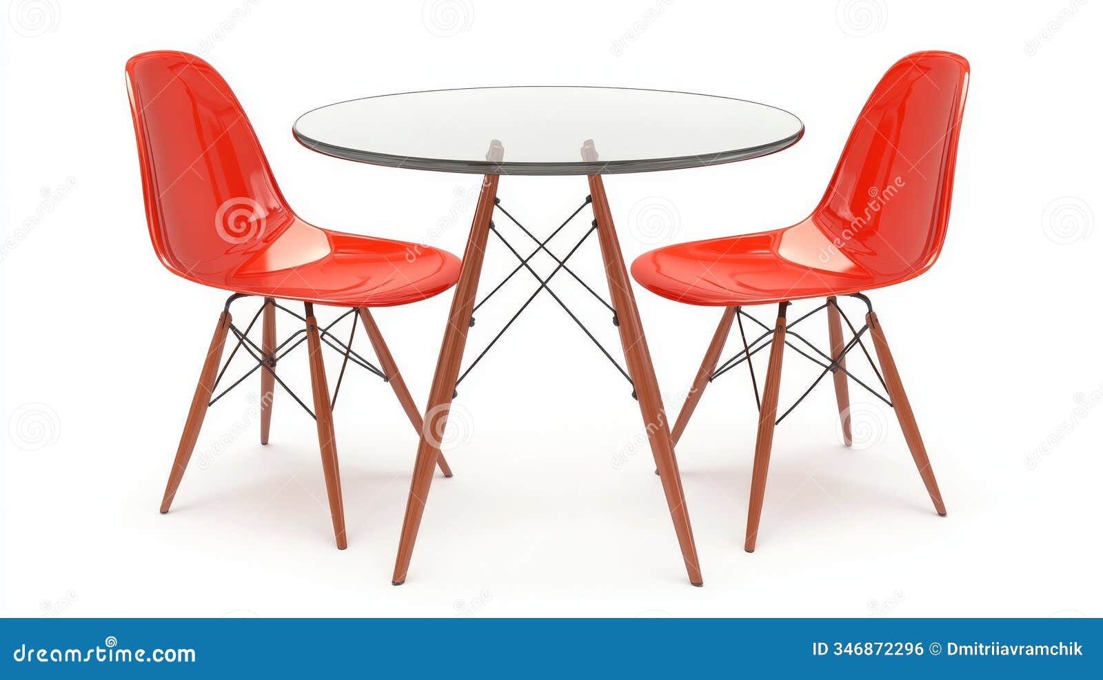 A Modern Set of Furniture that Includes Two Sleek Chairs and a Round ...