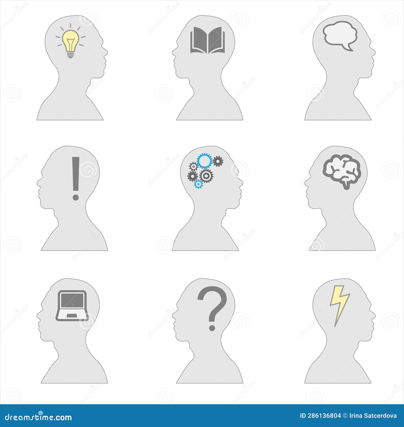 A Modern Set of Human Profile Icons that Display the Processes of Human ...