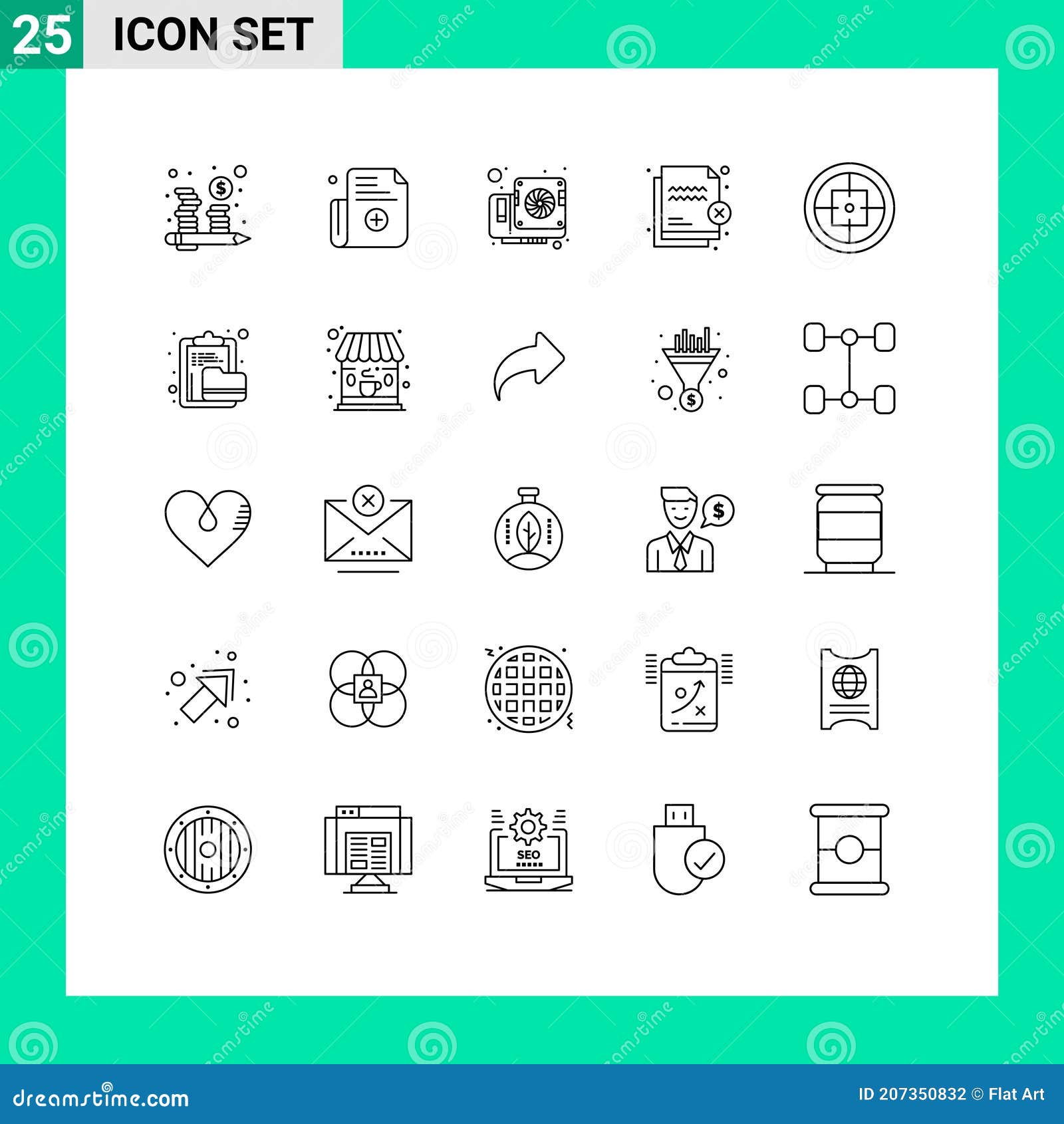 Modern Set of 25 Lines Pictograph of Badge, Transfer, Computer ...
