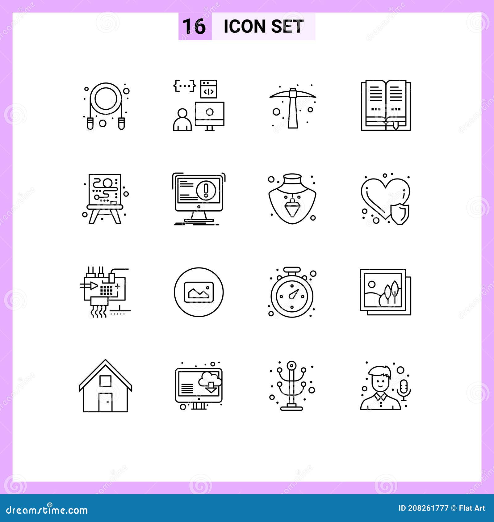 Universal Icon Symbols Group of 16 Modern Outlines of Process, Canvas ...