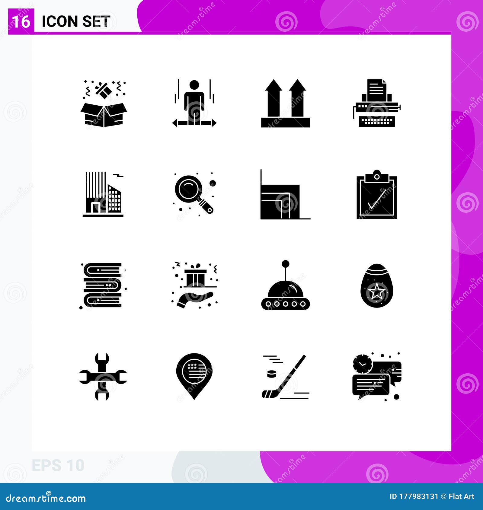 Modern Set of 16 Solid Glyphs Pictograph of Building, Keys, Arrows ...