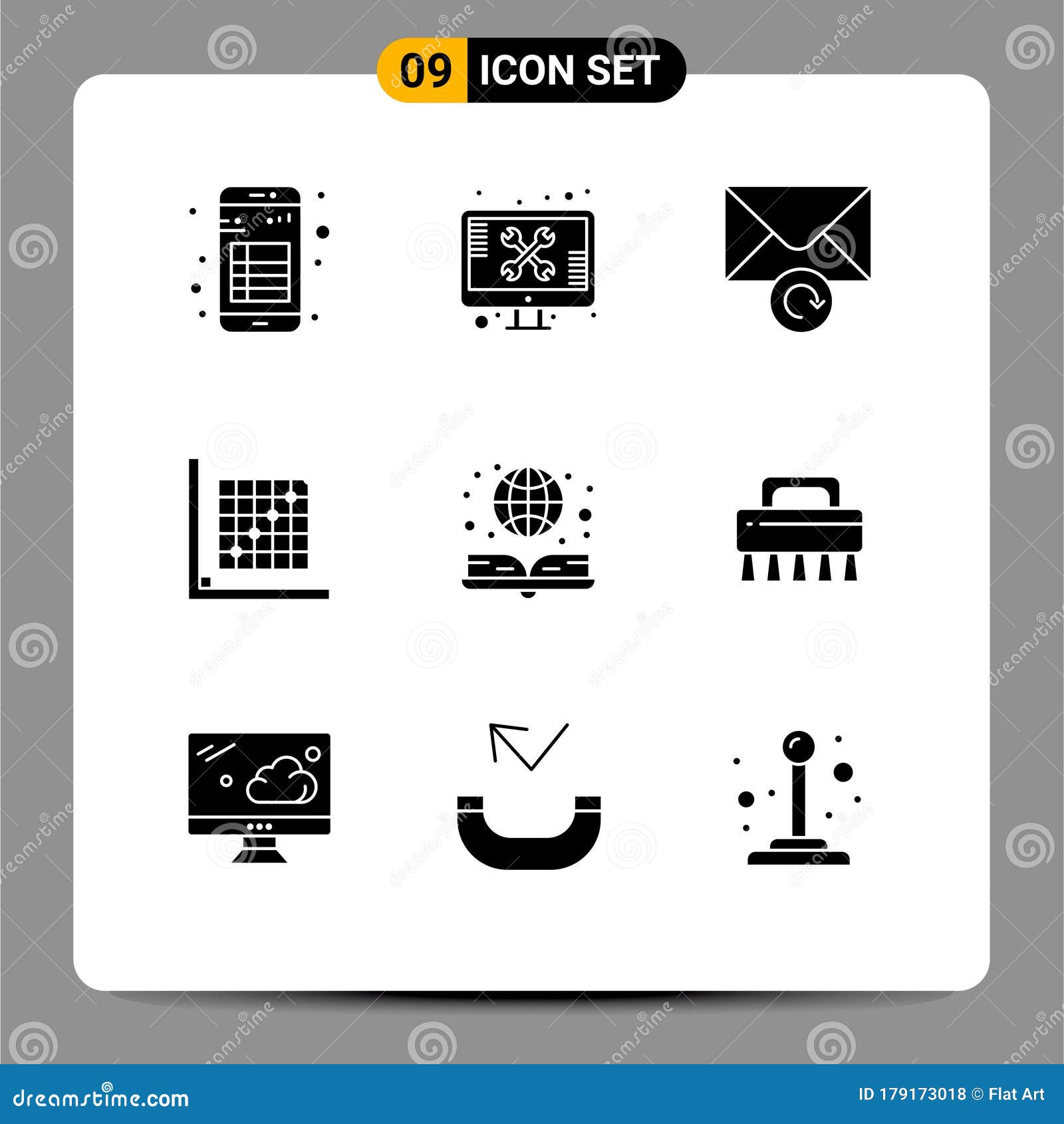 Modern Set of 9 Solid Glyphs Pictograph of Grid, Edit, Technical ...