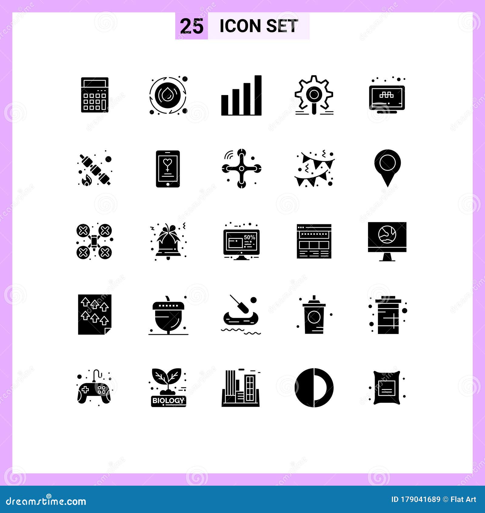 Modern Set of 25 Solid Glyphs Pictograph of Online, Research, Analytic ...