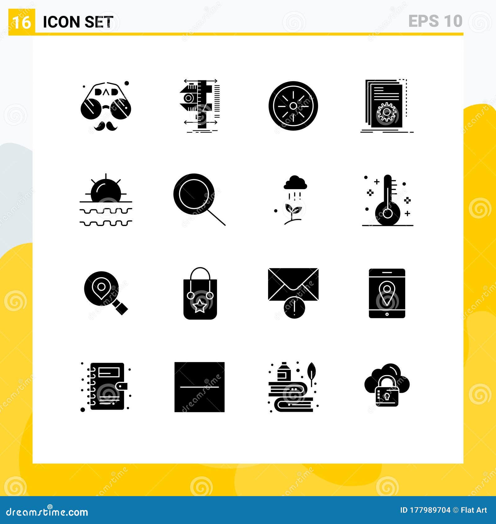 Modern Set of 16 Solid Glyphs Pictograph of Script, Developer, Physics ...