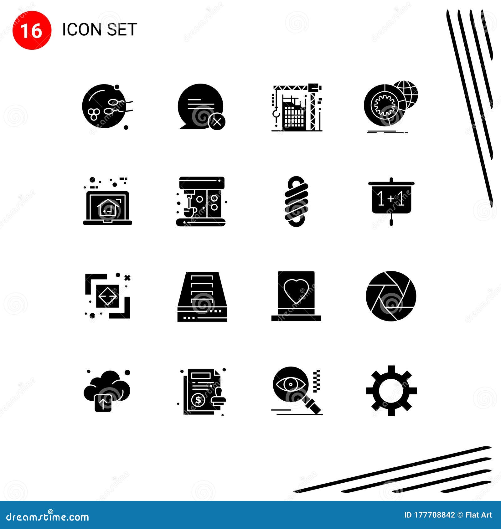 Modern Set of 16 Solid Glyphs Pictograph of Services, Analysis ...