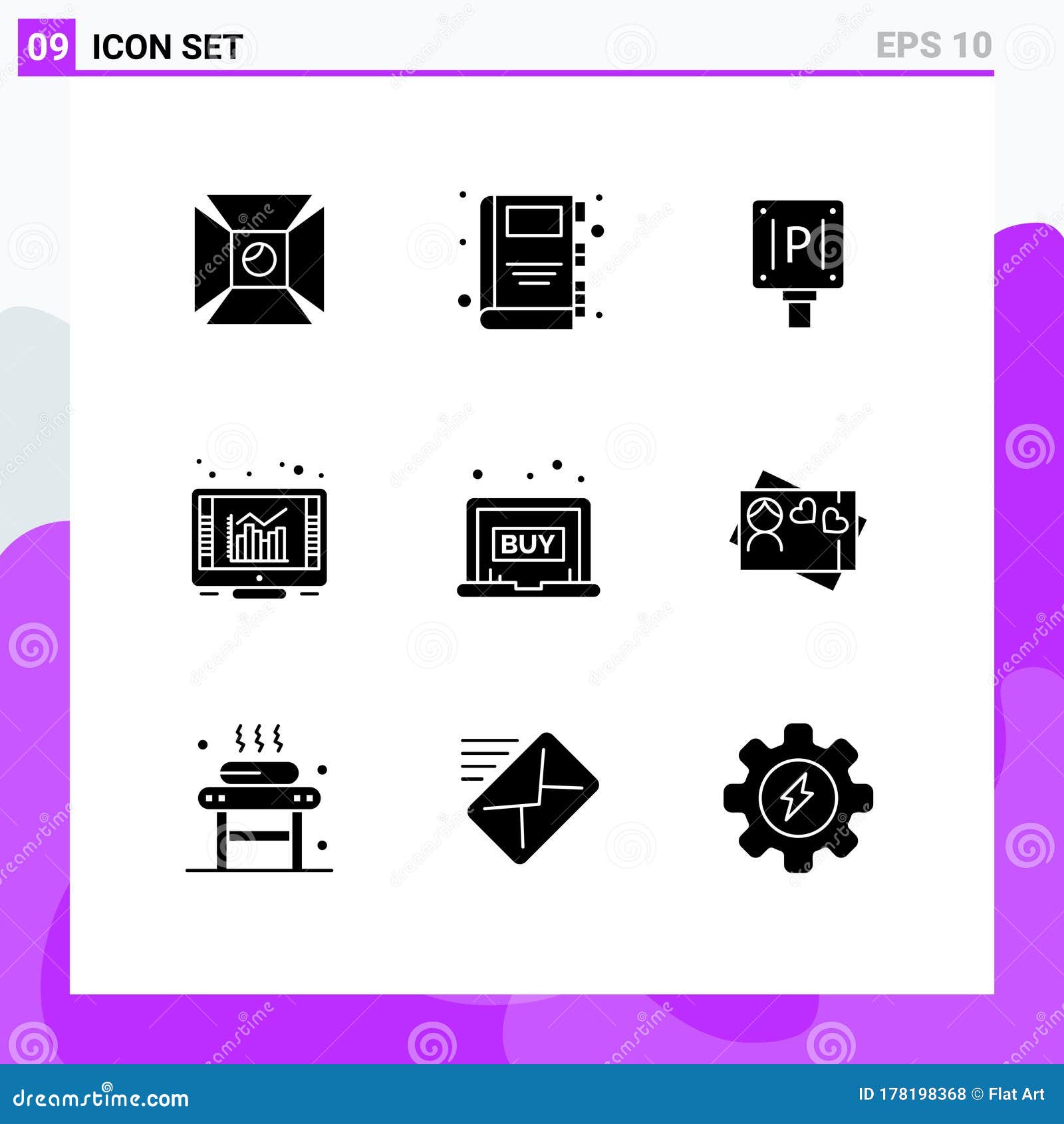 Modern Set of 9 Solid Glyphs and Symbols Such As Click, Laptop, Board ...