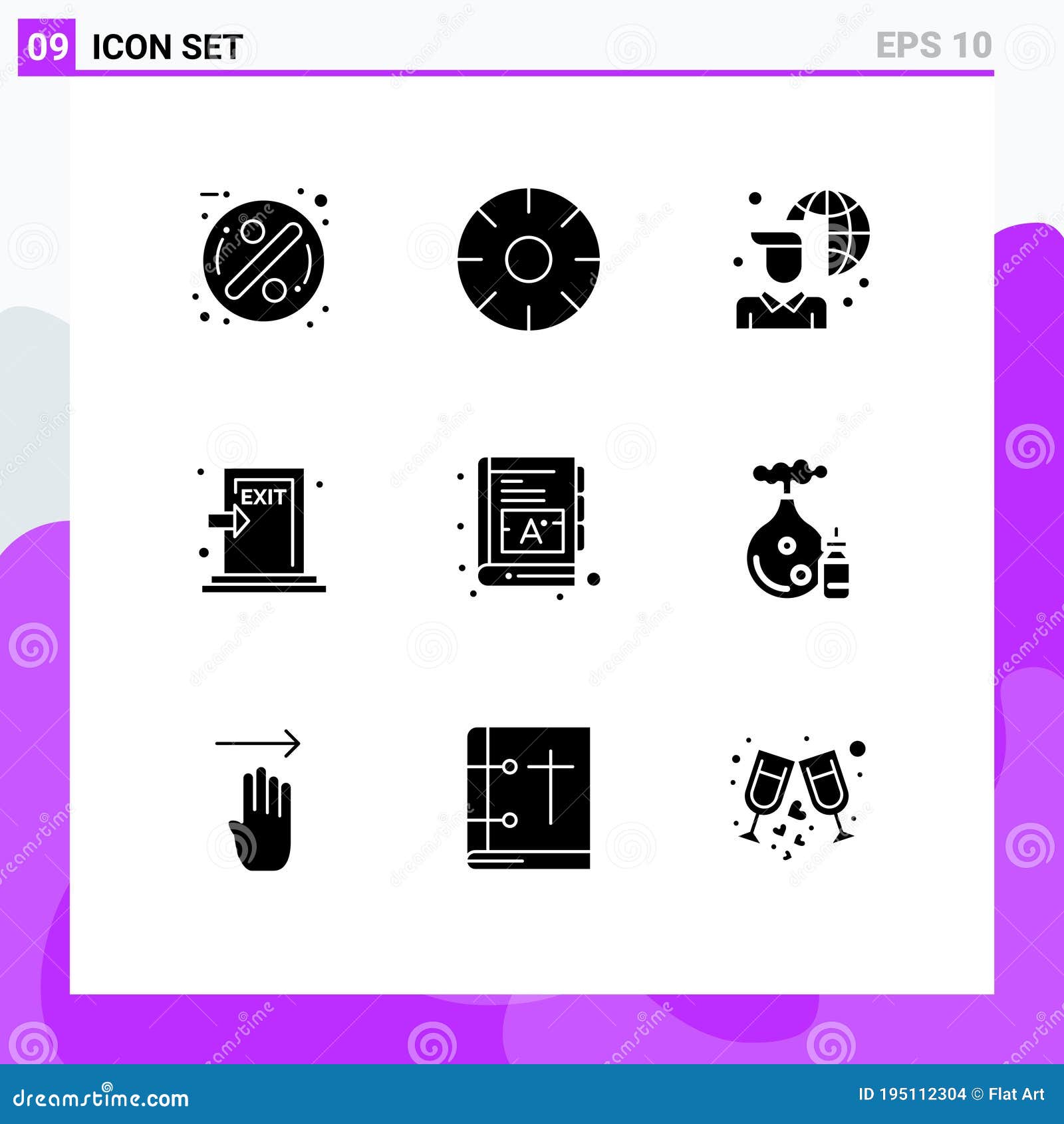 Modern Set of 9 Solid Glyphs and Symbols Such As Exit, Evacuate ...