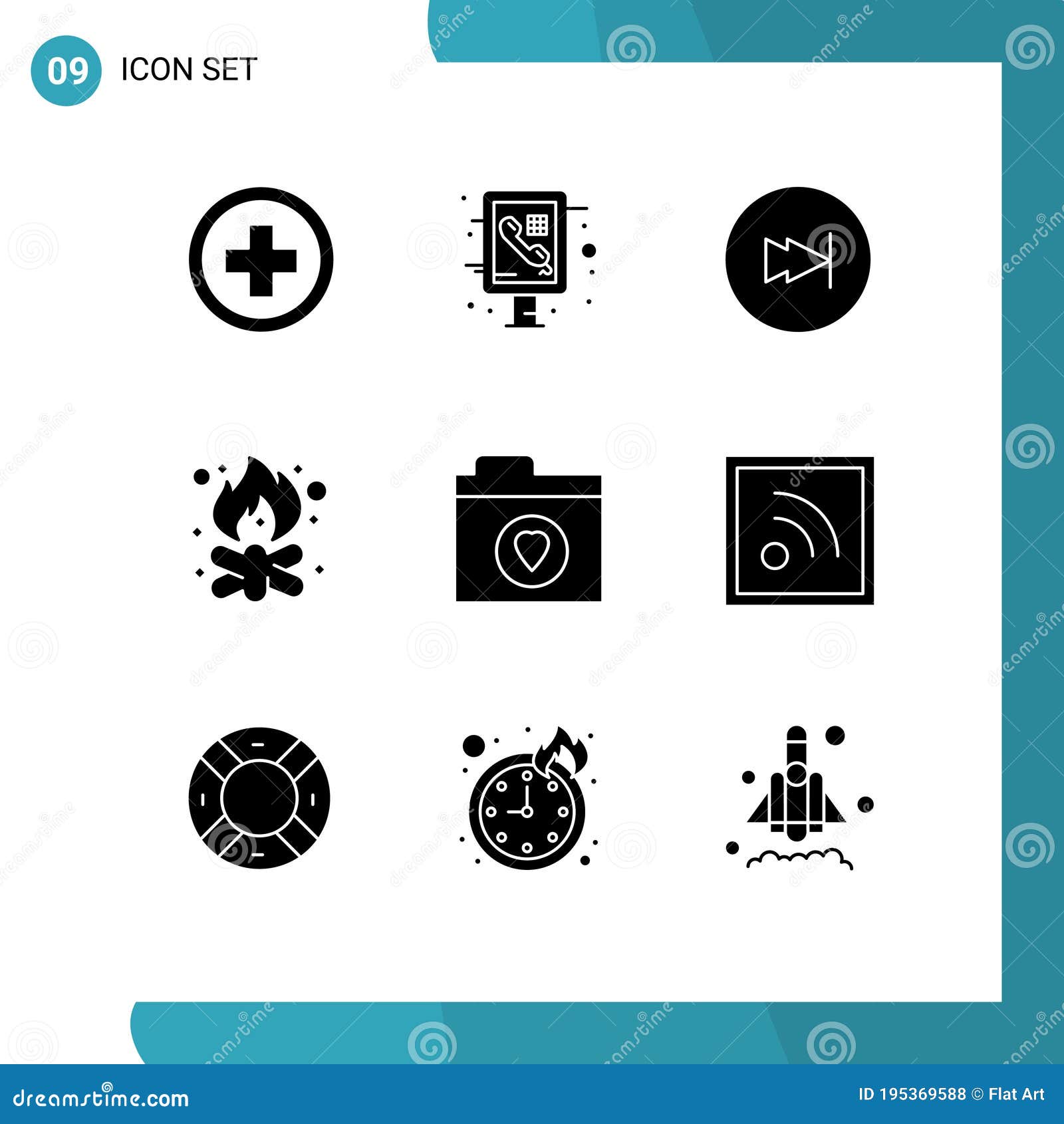 Modern Set of 9 Solid Glyphs and Symbols Such As Favorite, Campfire ...