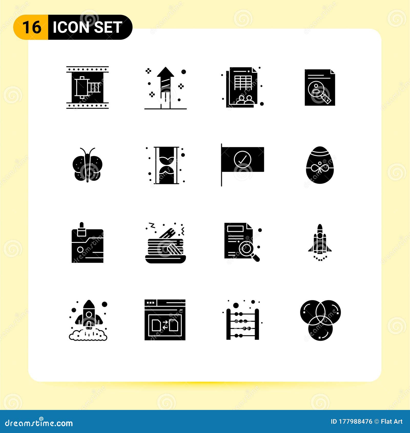 Modern Set of 16 Solid Glyphs and Symbols Such As Staff, Cv, Employee ...