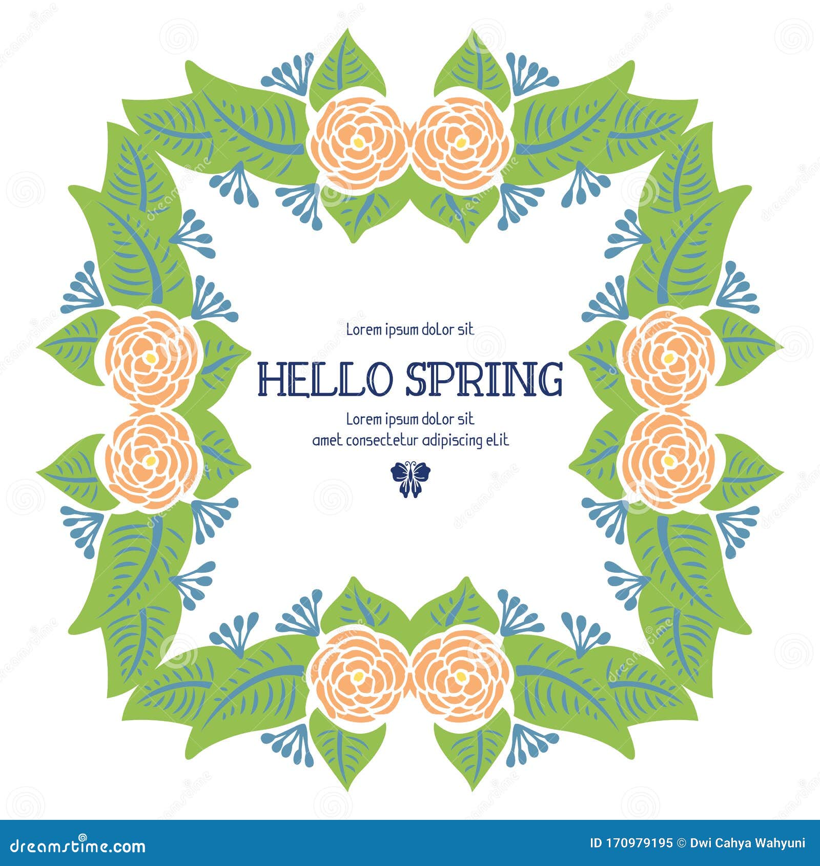 Modern Shape of Leaf and Flower Frame, for Hello Spring Poster Template ...