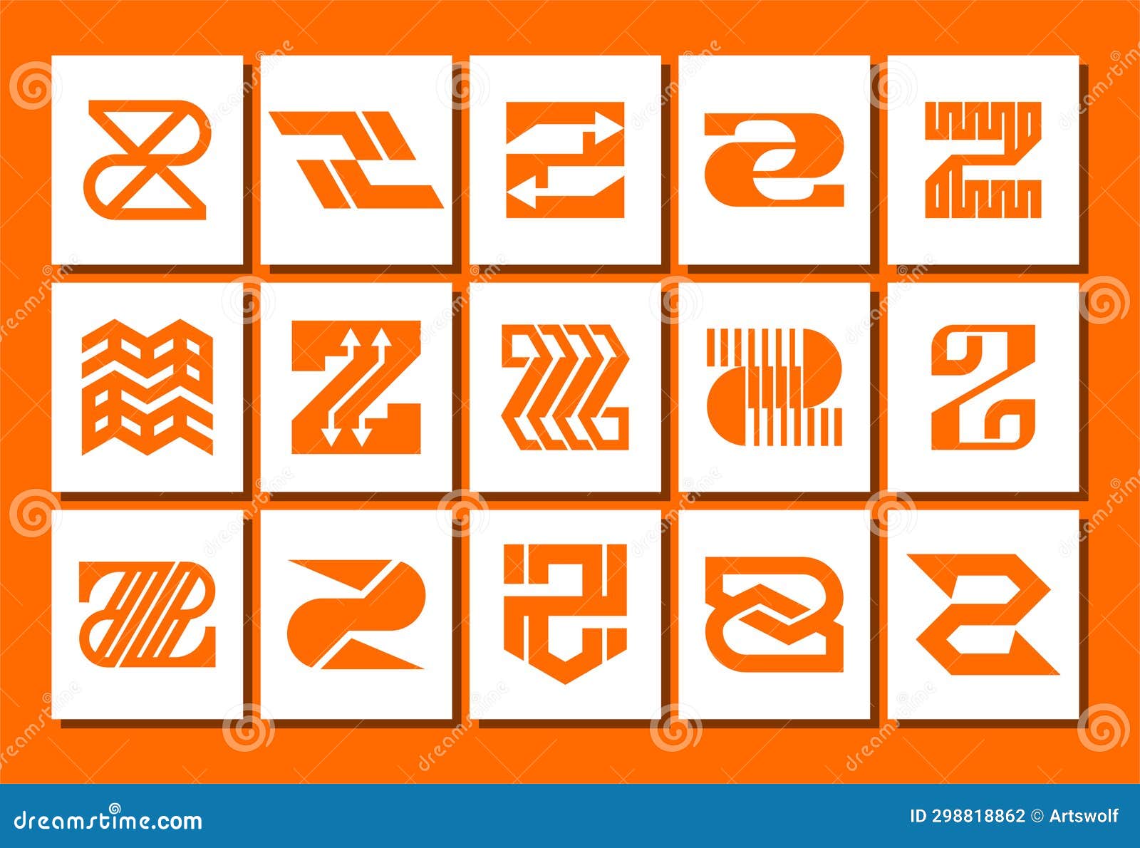 Modern Sharp Line Letter Z Logo, Number 2 Symbol Design Set Stock ...