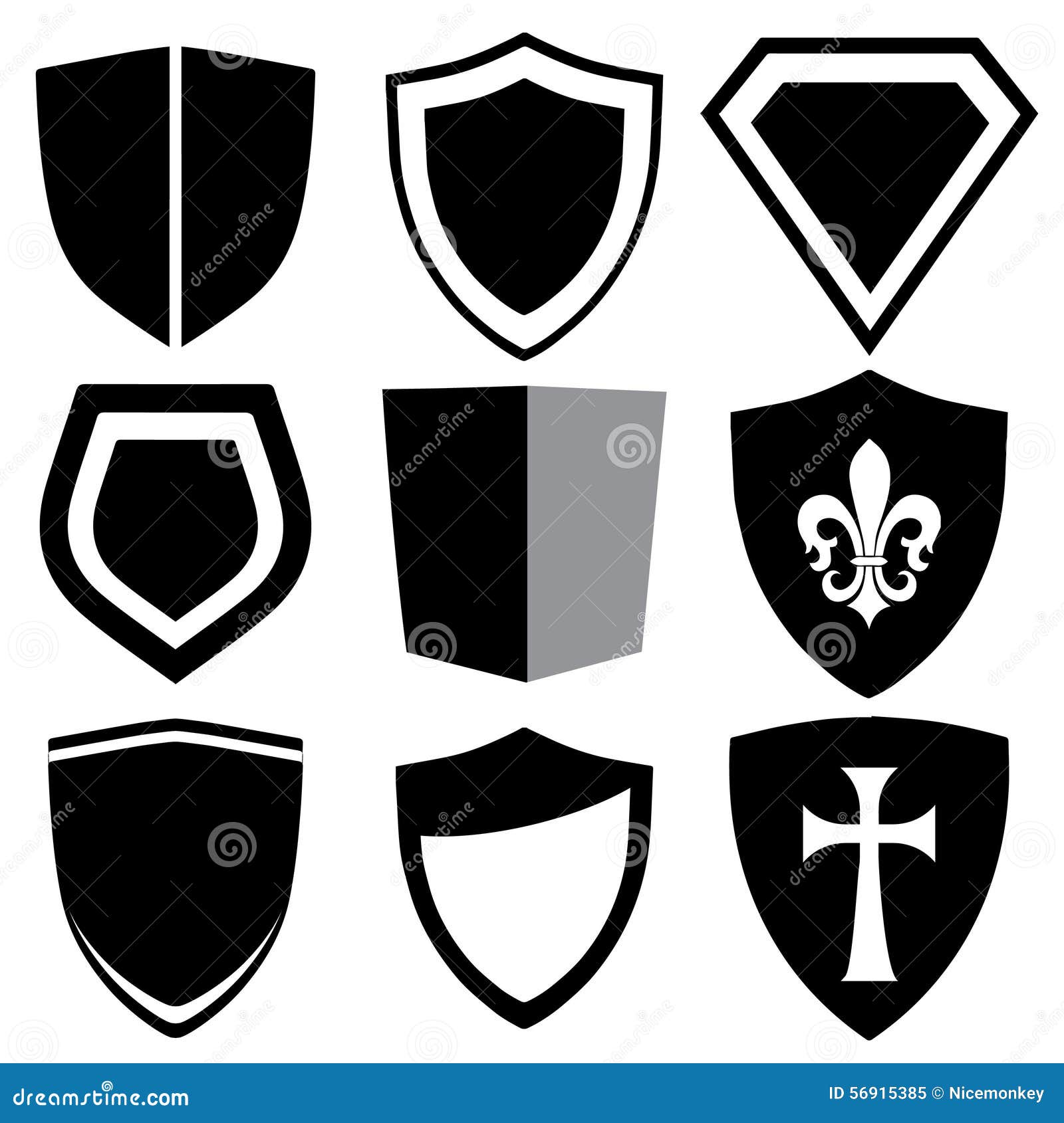 Modern shield collection stock illustration. Illustration of black ...