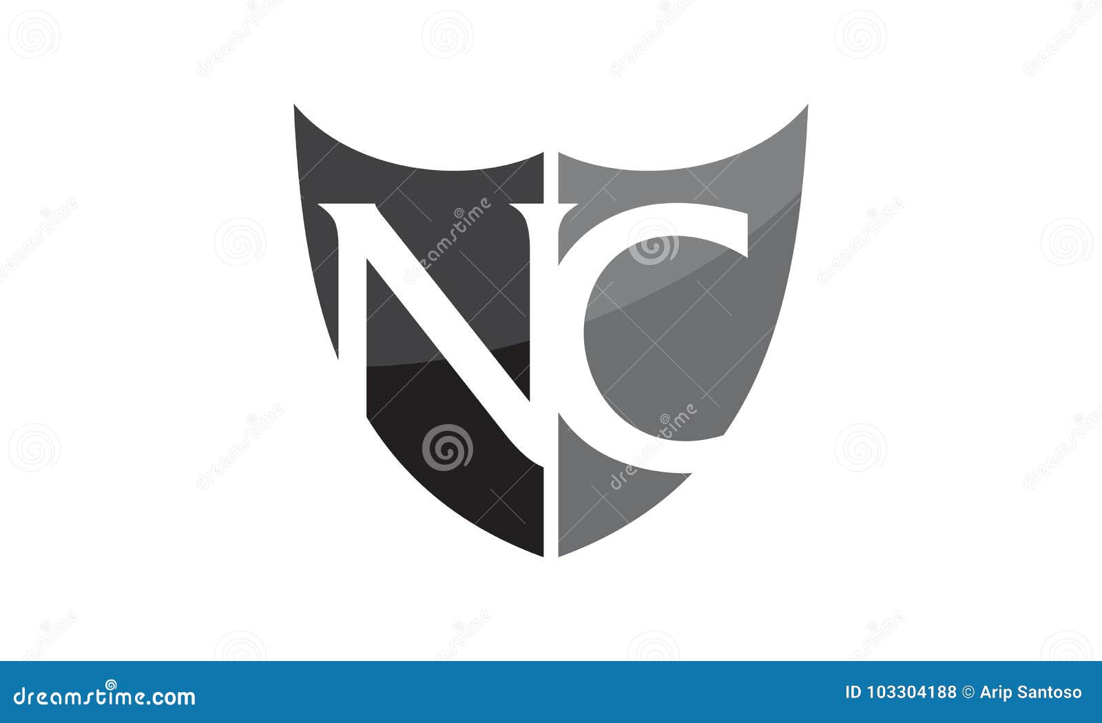 Modern Shield Letter NC stock vector. Illustration of logo - 103304188