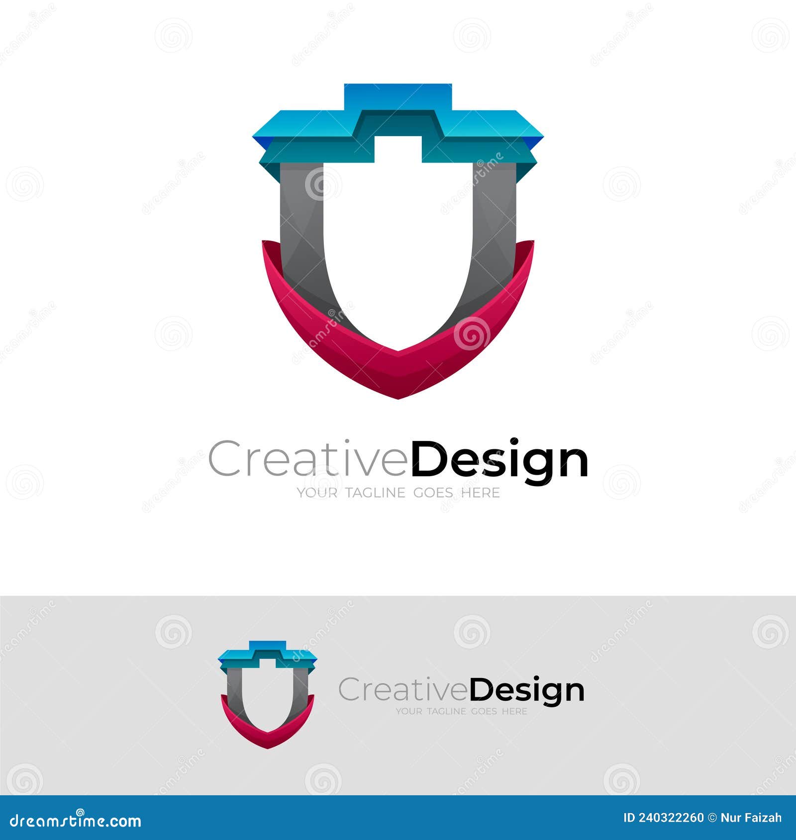 Modern Shield Logo and Castle Design Combination, 3d Style Stock Vector ...