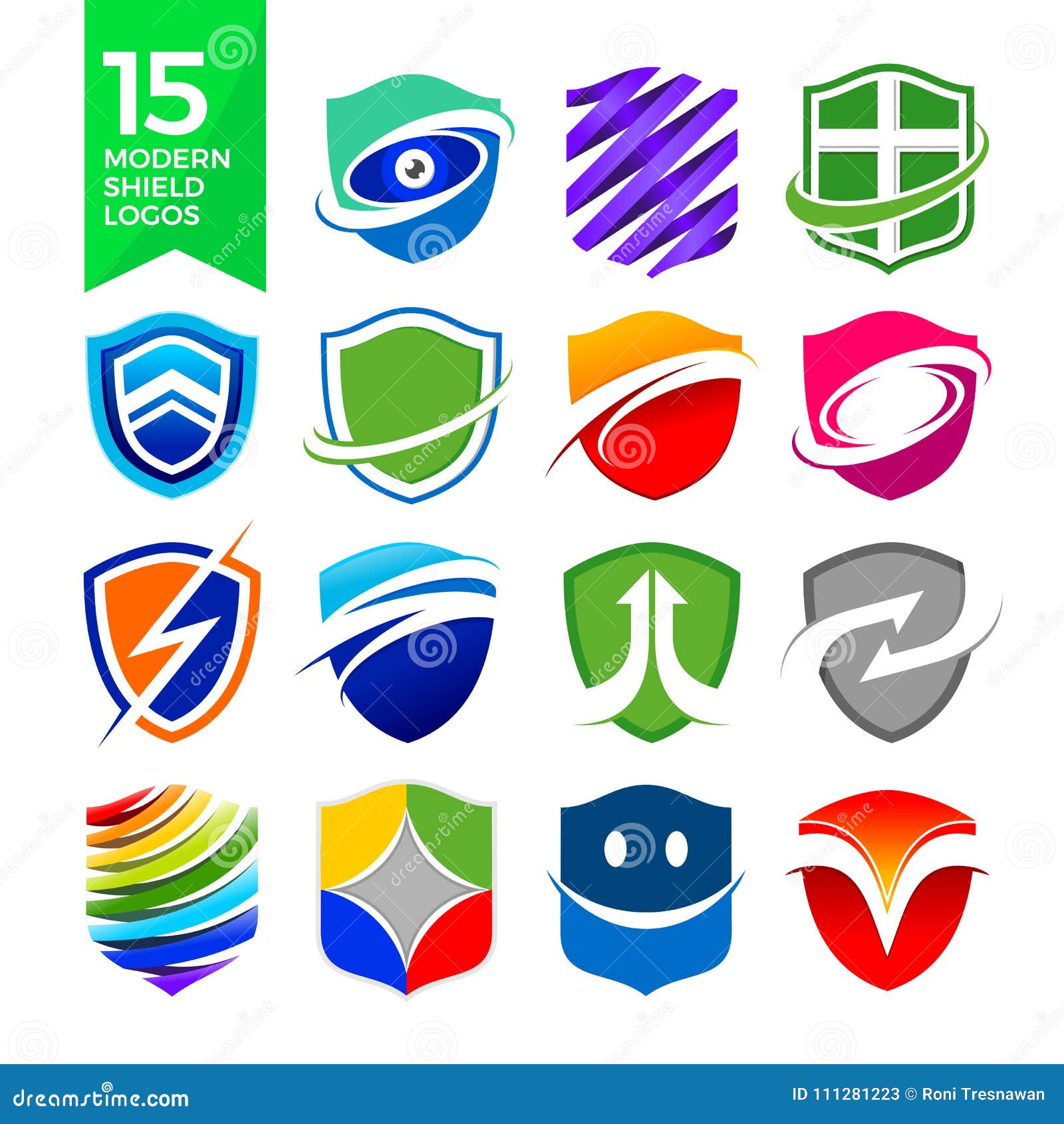 15 Modern Shield Logos Design Stock Vector - Illustration of shape ...