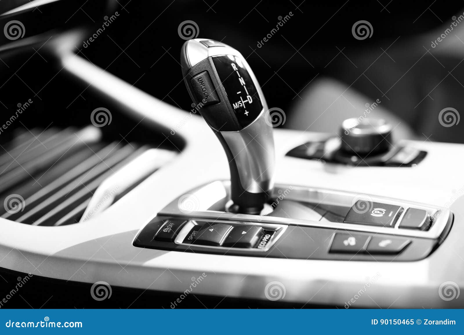 Modern Shift Gear in Luxury Car Interior Stock Image - Image of design ...
