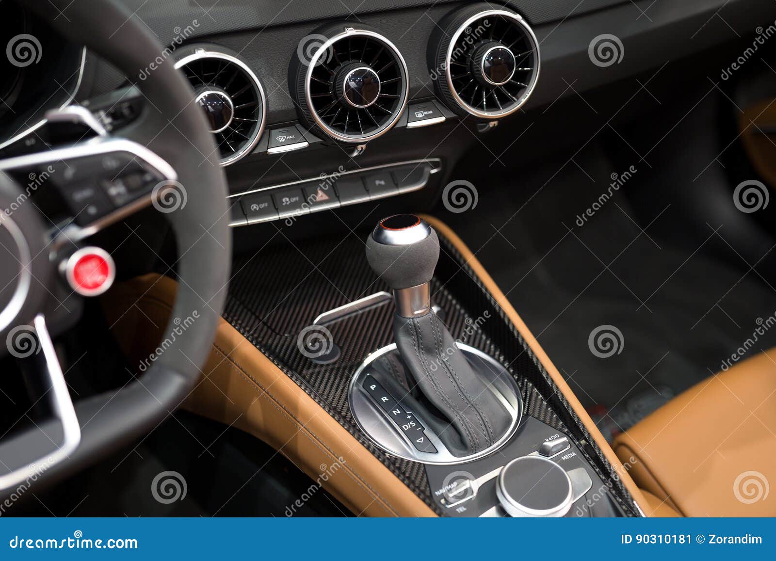 Modern Shift Gear in Luxury Car Interior Stock Image - Image of stick ...