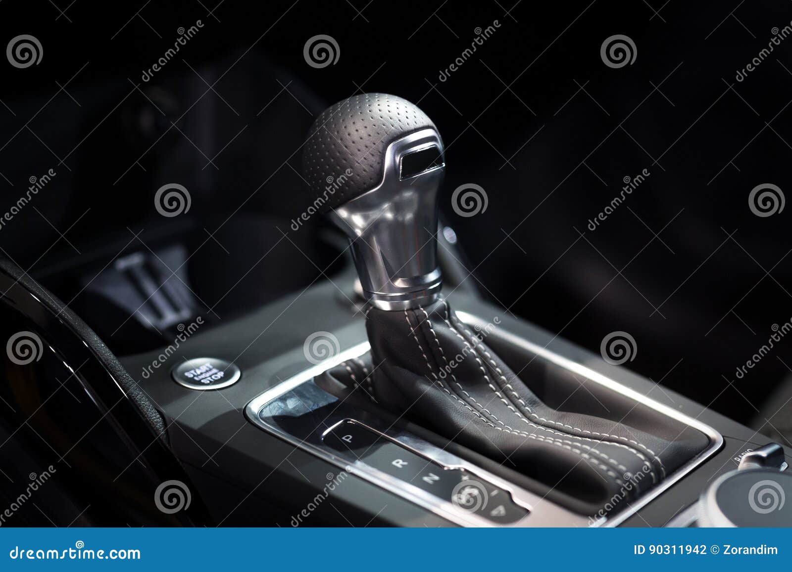Modern Shift Gear in Luxury Car Interior Stock Photo - Image of power ...