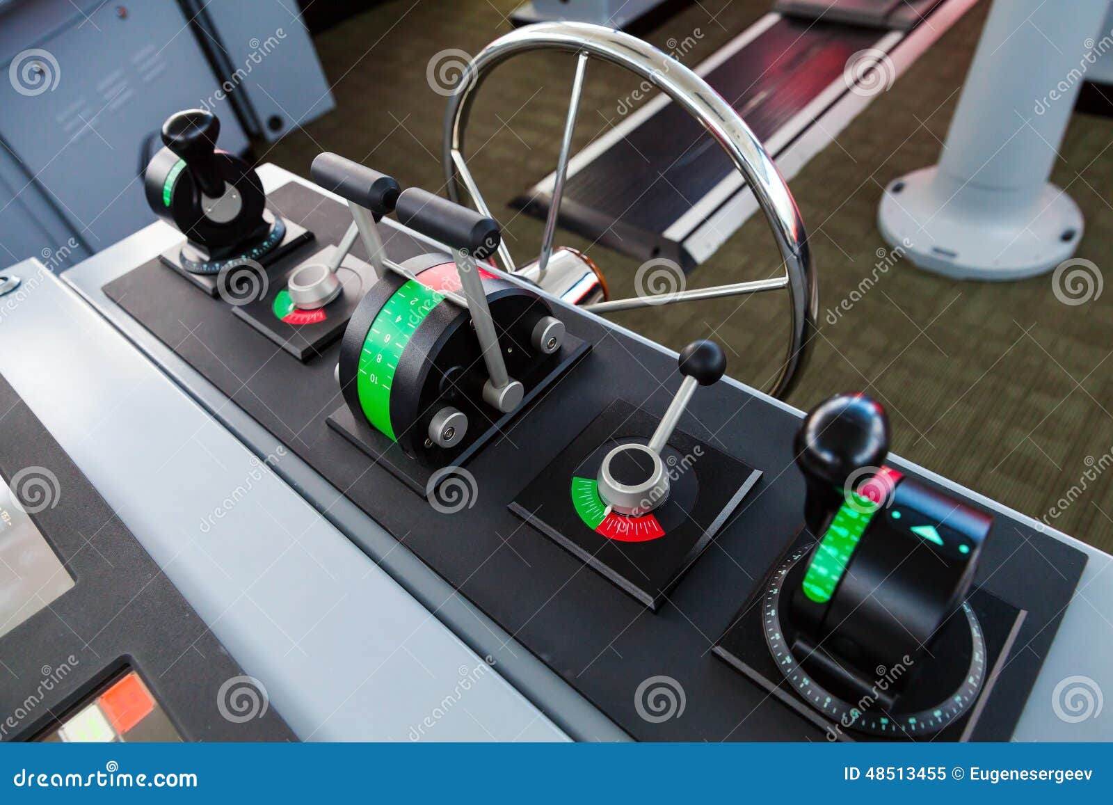 Modern Ship Control Panel On The Captains Bridge Stock Photo - Image ...