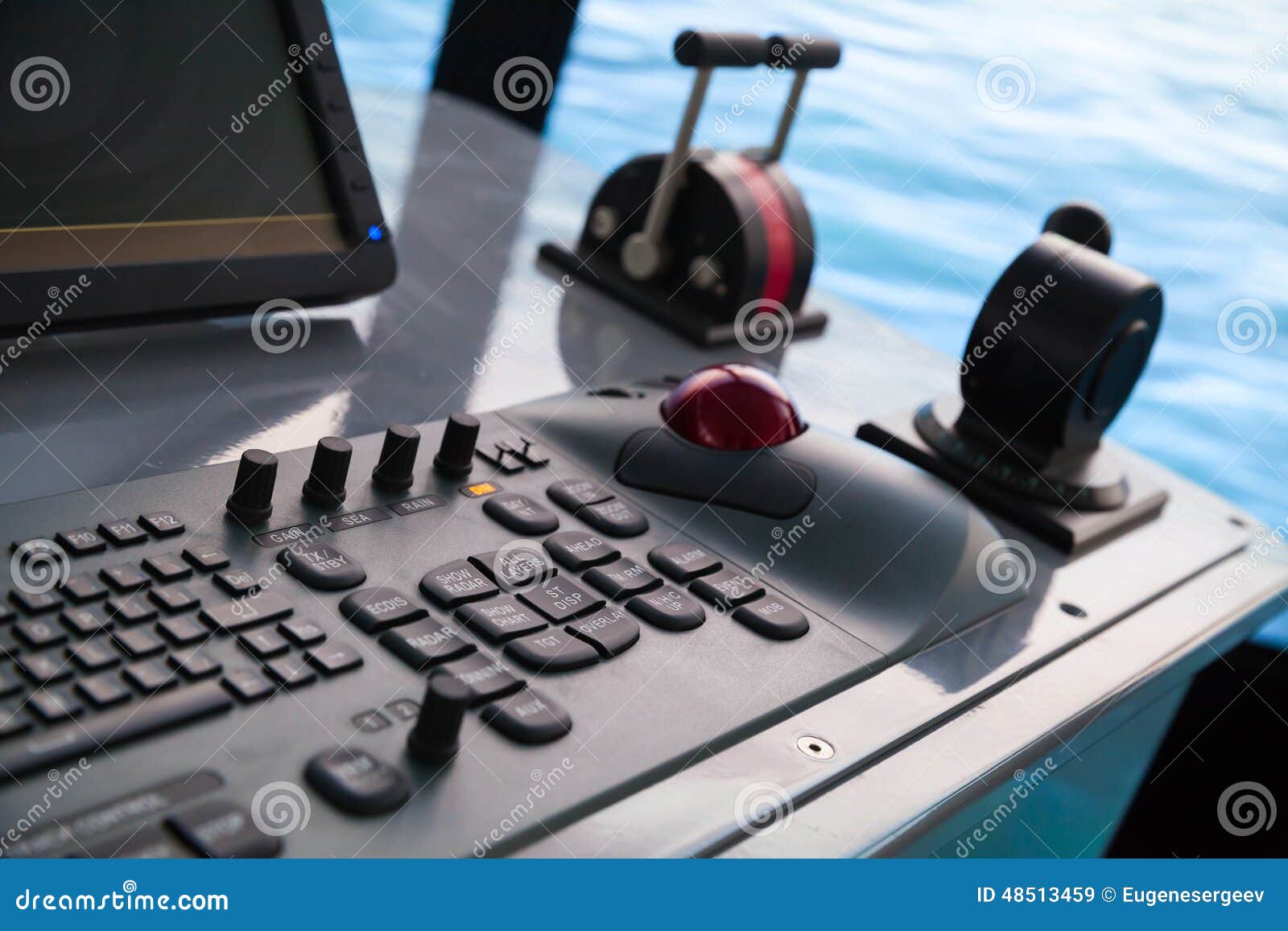 Modern Ship Control Panel with Keyboard and Accelerator Stock Image ...