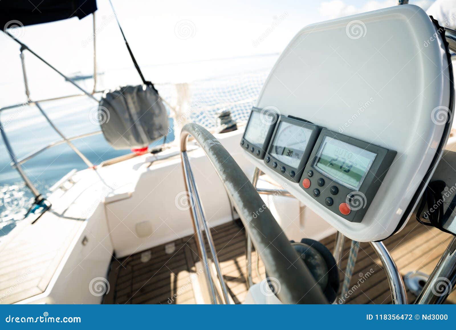 Ship Control Panel with Steering Wheel and Engine Accelerators Stock ...